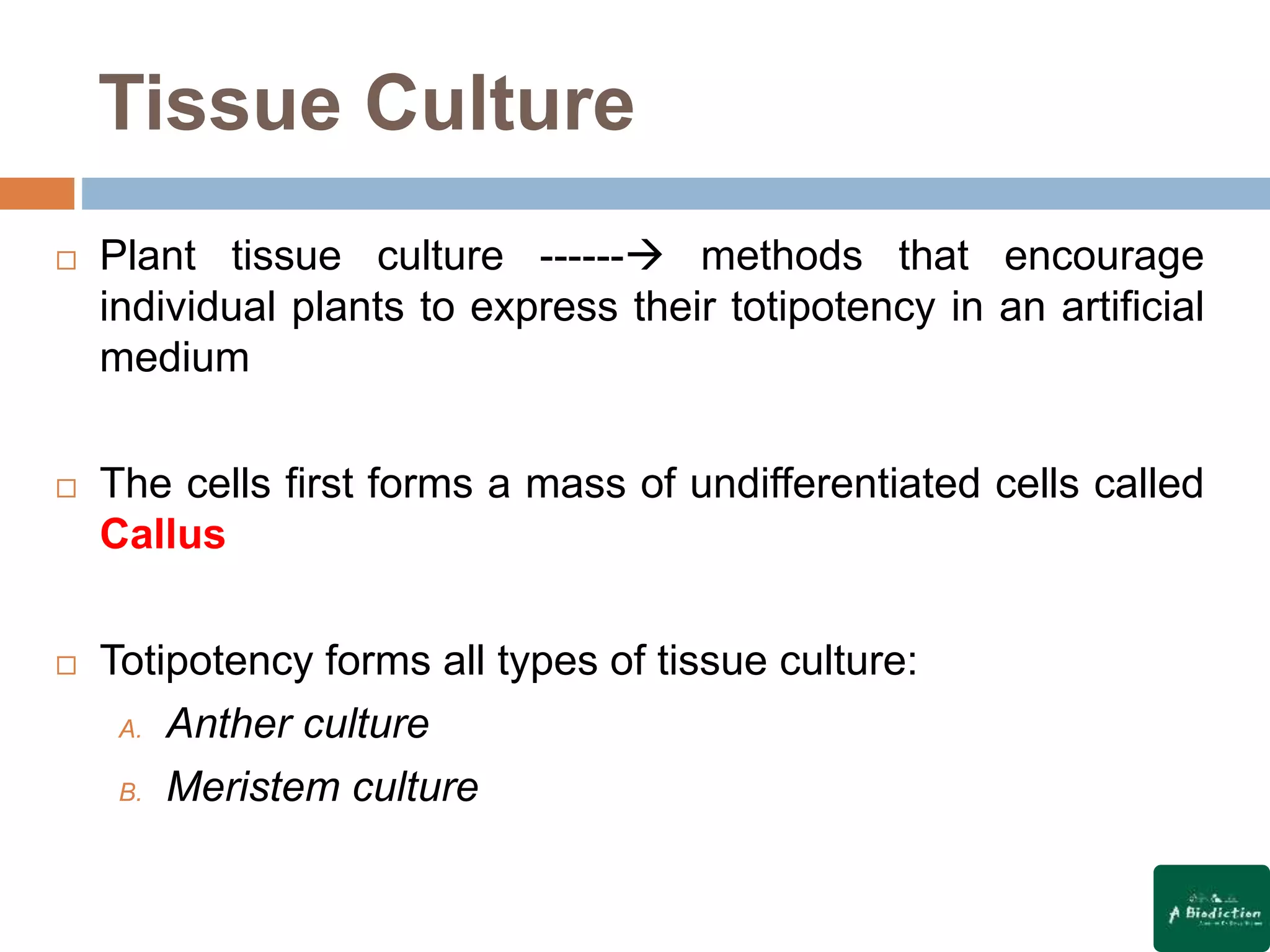 Plant Biotechnology: Introduction, Scope and Application | PPTX