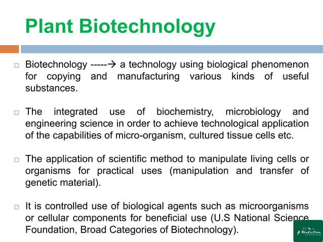 Plant Biotechnology: Introduction, Scope and Application | PPTX ...