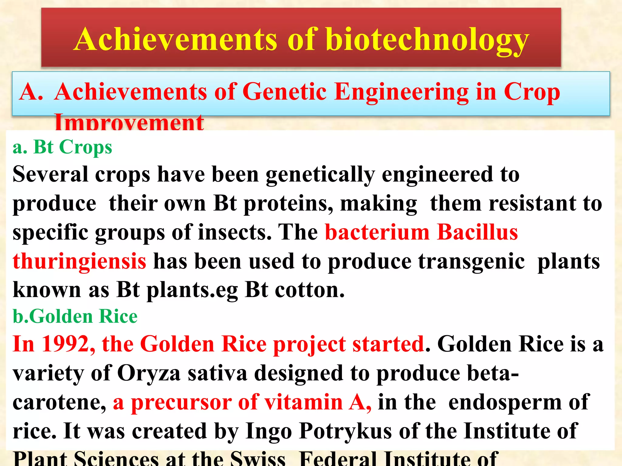 Plant biotechnology, applications, achievements, future.pptx