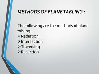 methods of plane table surveying | PPTX