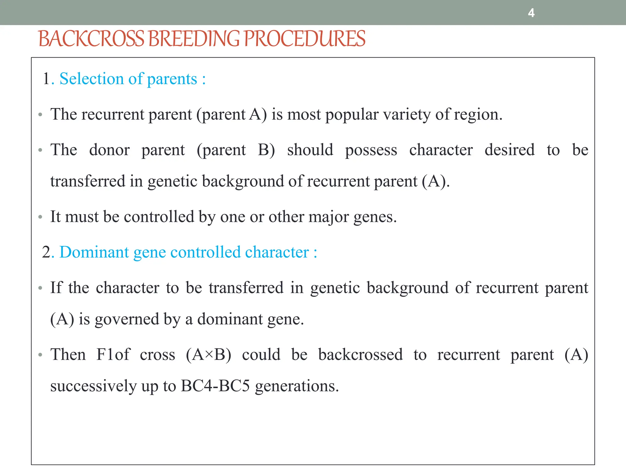 PLANT BREEDING: backcross breeding, heterosis and their genetic basis ...