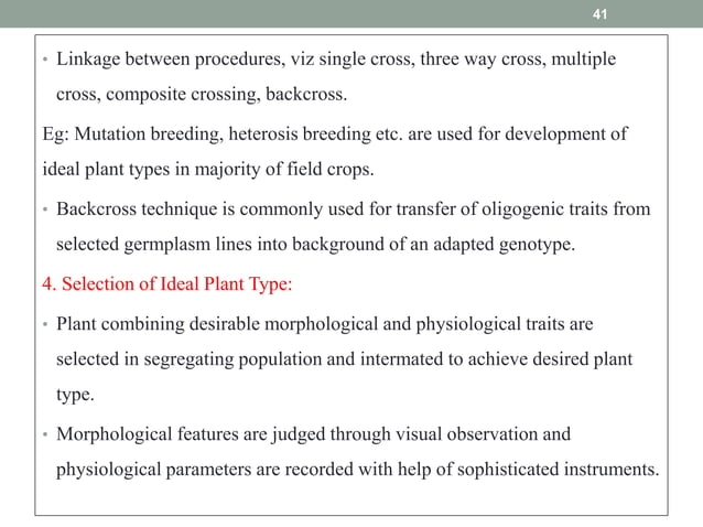 PLANT BREEDING: backcross breeding, heterosis and their genetic basis ...