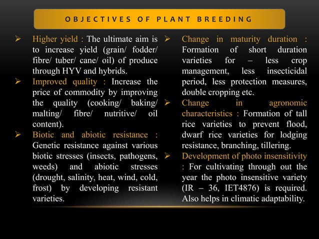 Plant breeding - History, Objectives & Activities | PPTX | Gardening ...