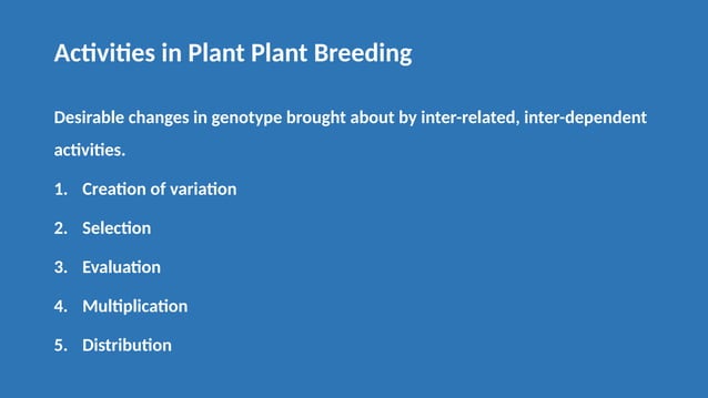 Activities In Plant Breeding Methods Pptx