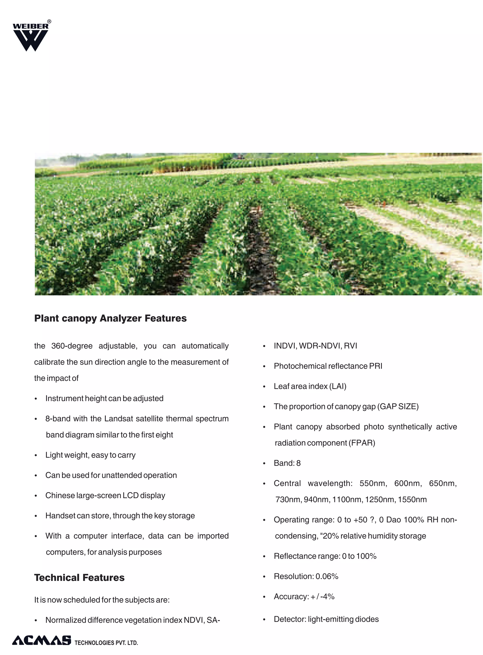 Plant Canopy Analyzer by ACMAS Technologies Pvt Ltd. | PDF