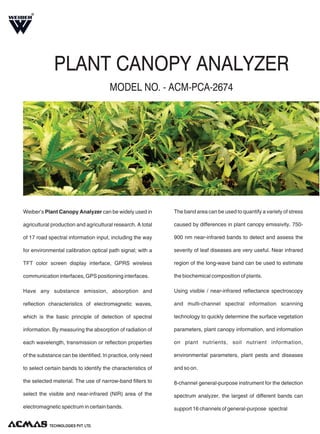 Plant Canopy Analyzer by ACMAS Technologies Pvt Ltd. | PDF