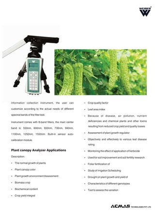 Plant Canopy Analyzer by ACMAS Technologies Pvt Ltd. | PDF