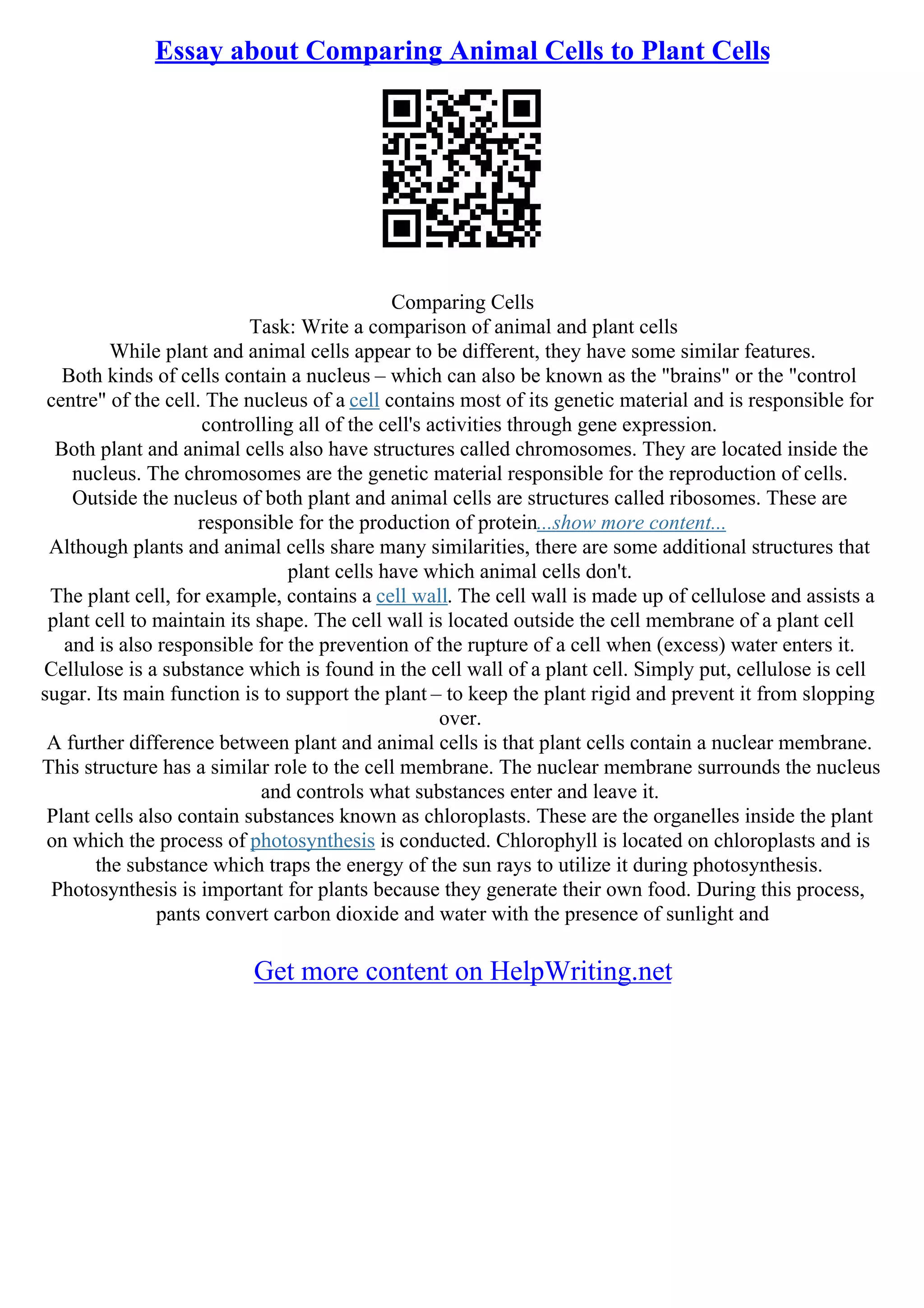 Plant Cell Essay | PDF