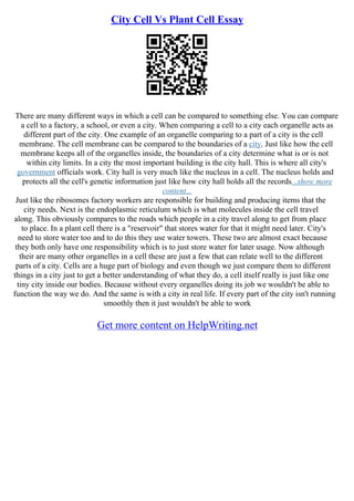 Plant Cell Essay | PDF
