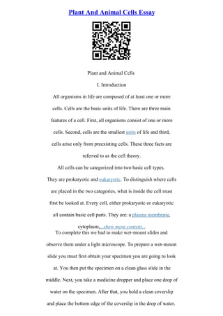 Plant Cell Essay | PDF
