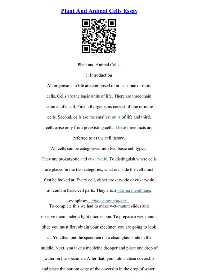 Plant Cell Essay | PDF
