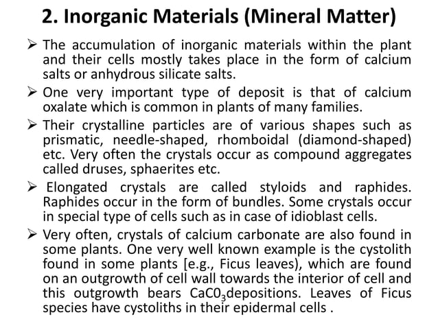 Plant cell inclusion and constituents | PPTX