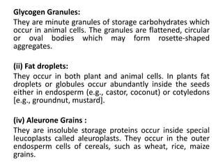 Plant cell inclusion and constituents | PPTX