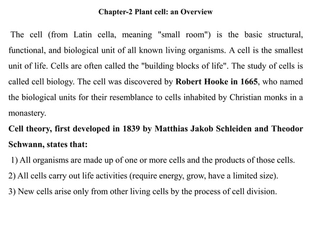 Plant cell; Overview.pptx | Biological Sciences | Science