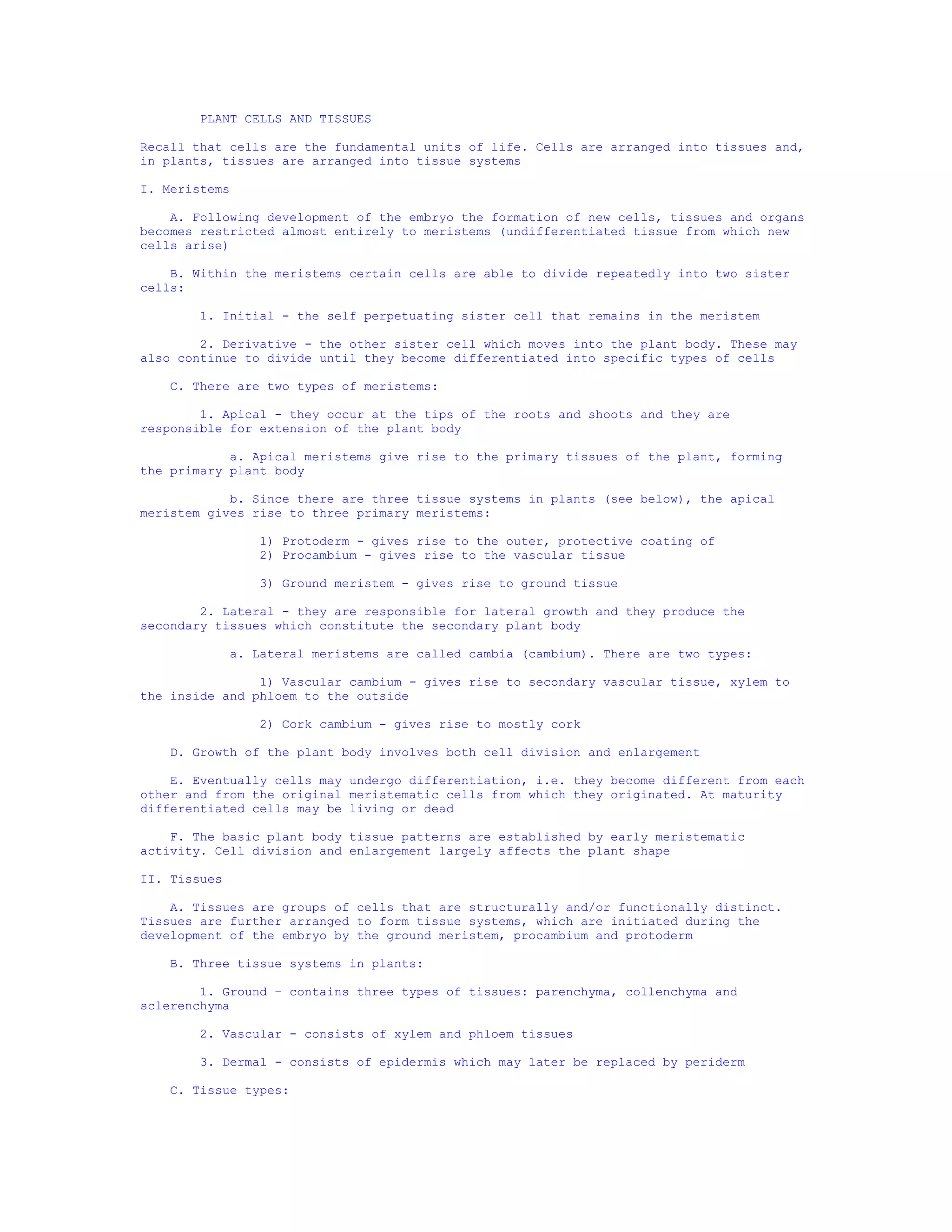 Plant cells and tissues | DOC