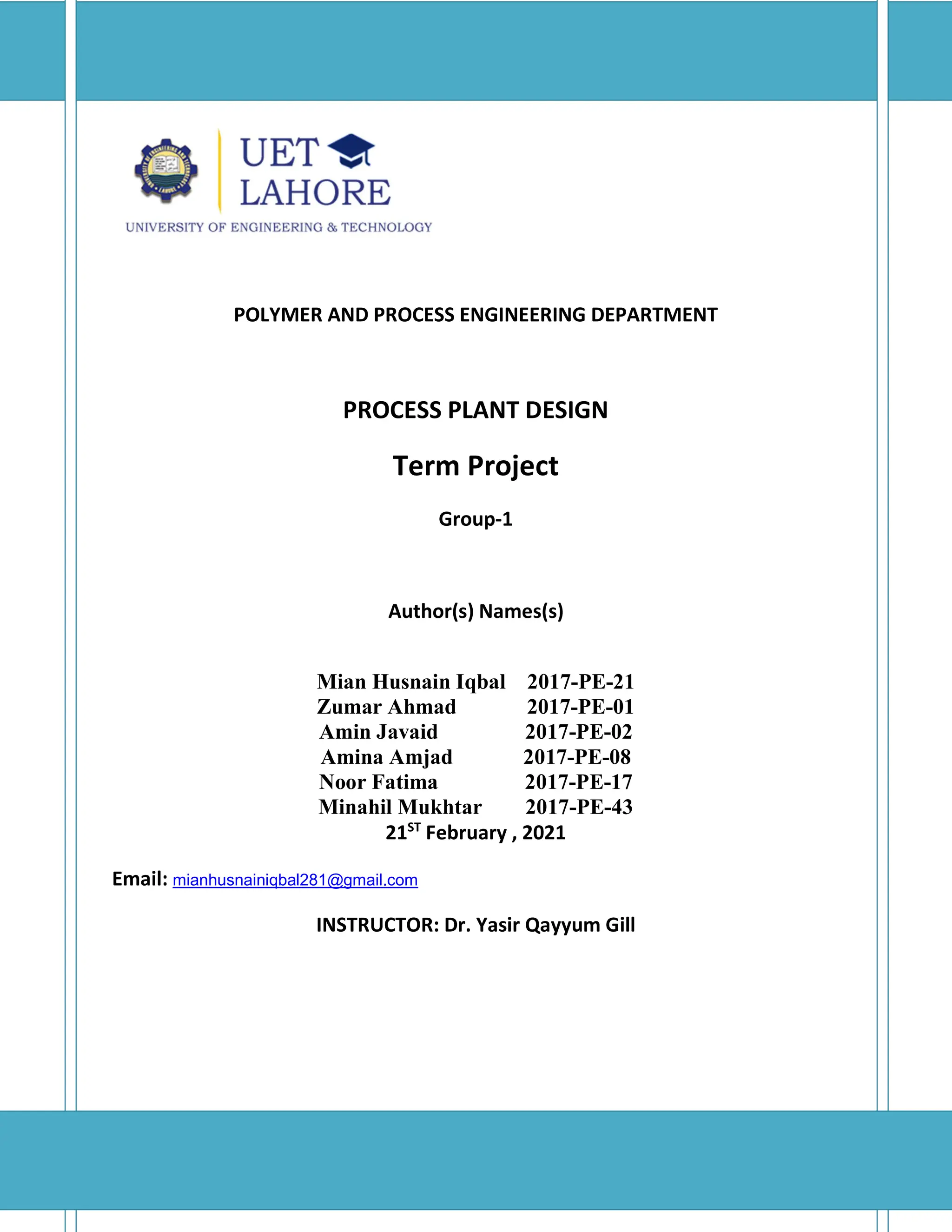 Plant Design for bioplastic production from Microalgae in Pakistan.pdf