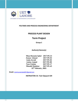 Plant Design for bioplastic production from Microalgae in Pakistan.pdf
