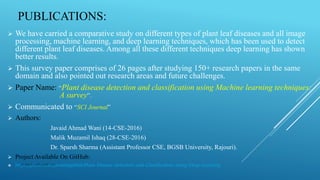 Plant disease detection and classification using deep learning | PPTX