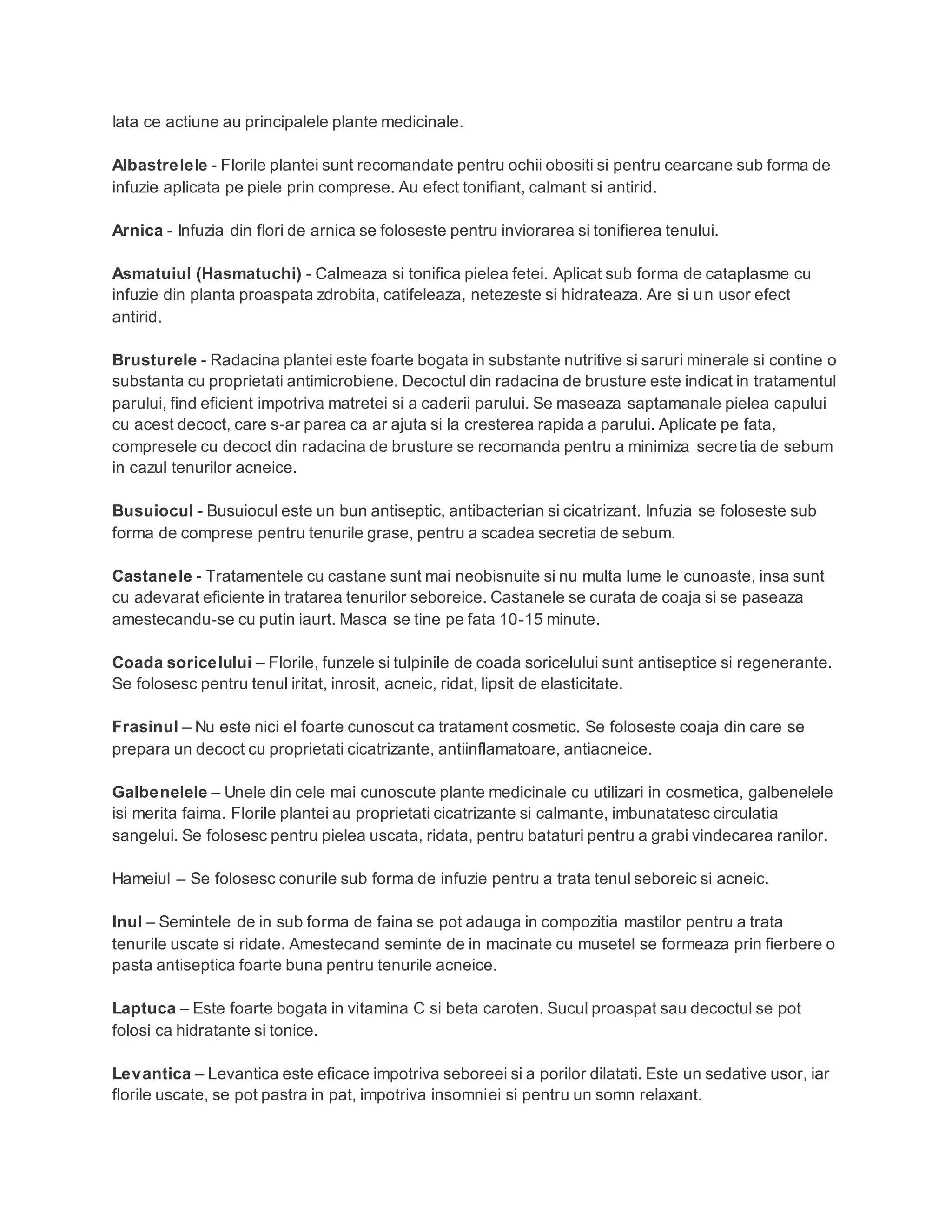 Plante medicinale | DOCX