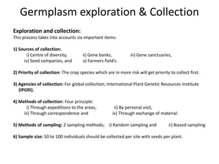 Plant exploration, germplasm collection, conservation and utilization ...
