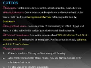 PLANT FIBRES AND SURGICAL DRESSING.pptx123 | PPTX