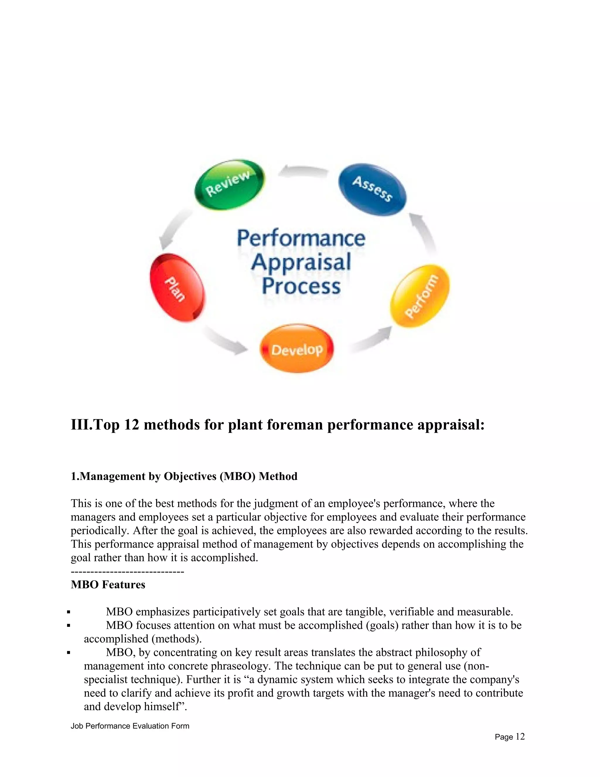 Plant foreman performance appraisal | DOC