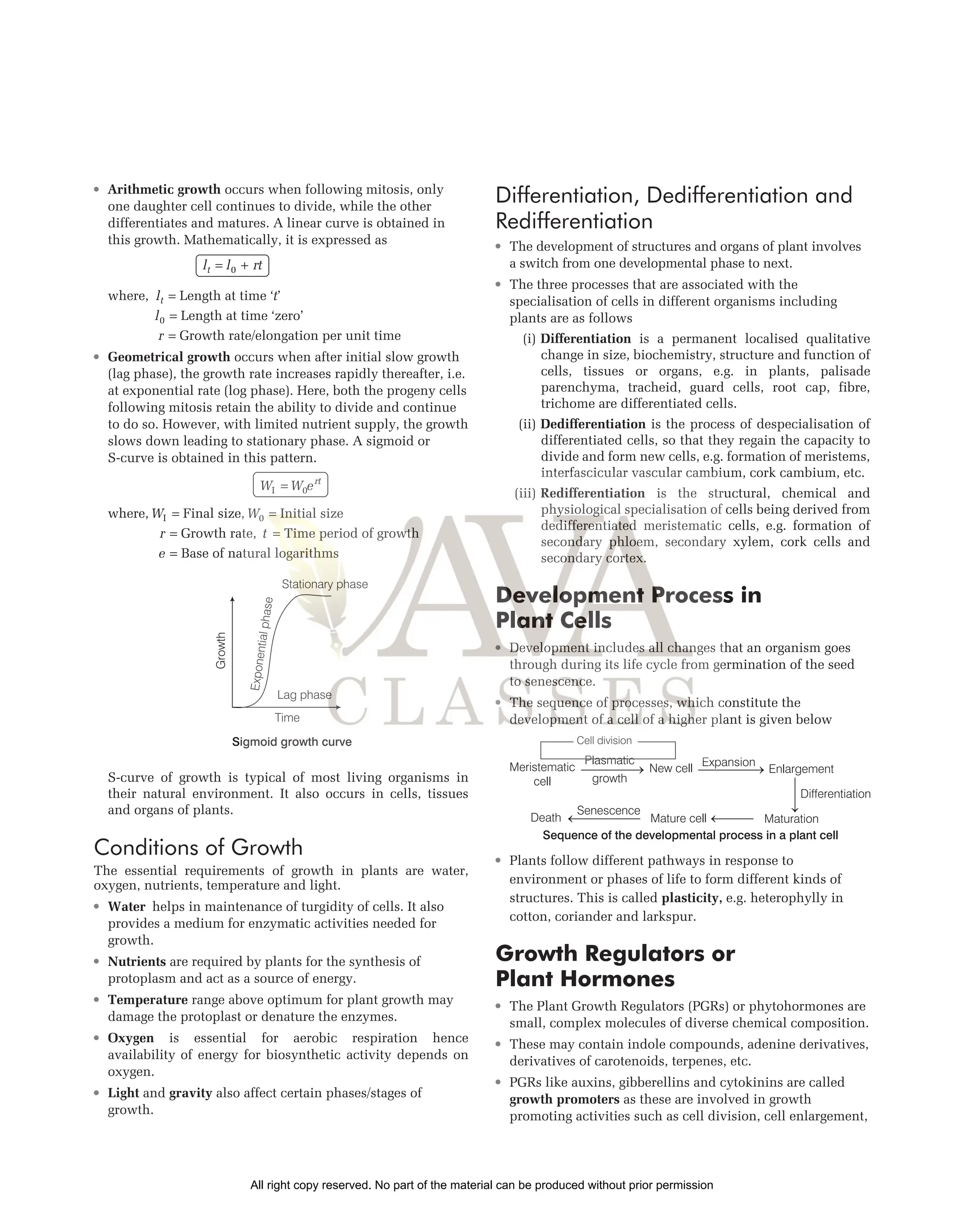 Plant Growth and Development Class 11 Biology Free Study Material | PDF