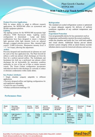 Plant growth chamber 400 litres | PDF