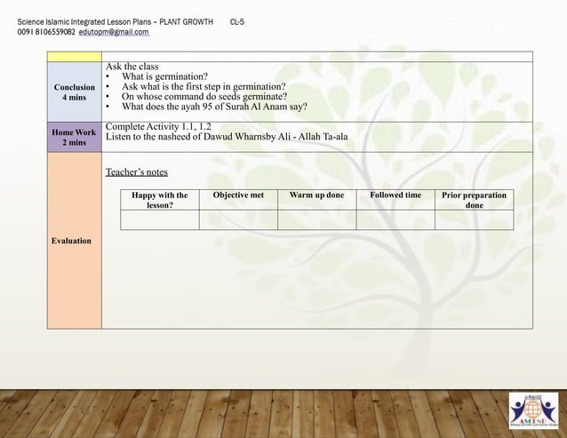 Islamic integrated science lesson plan. | PPTX