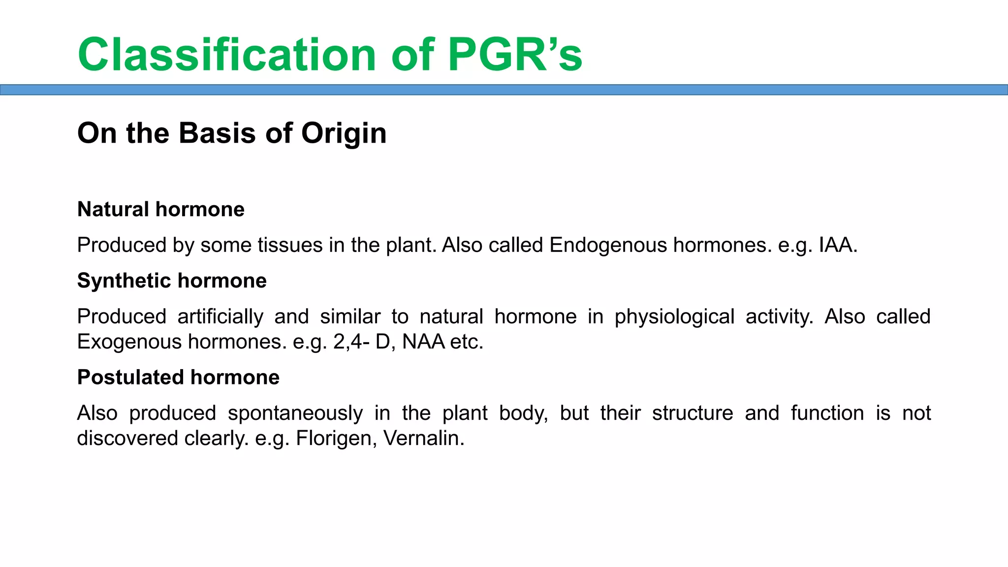 Application of Plant Growth Regulators (PGR's) in Agriculture | PPTX