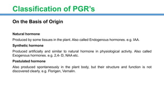 Application of Plant Growth Regulators (PGR's) in Agriculture | PPTX