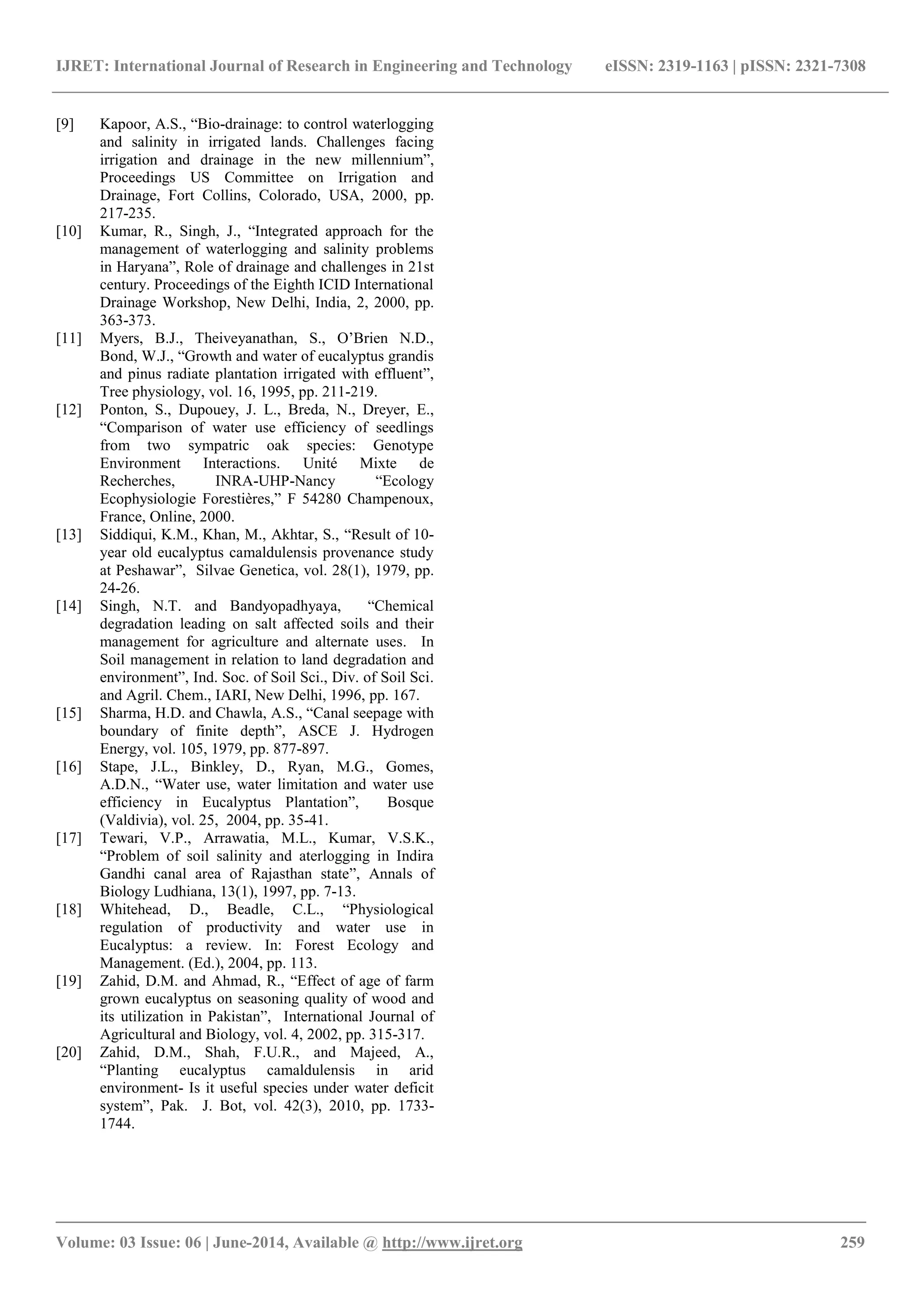 Plant height model for eucalyptus plantations for biodrainage use | PDF