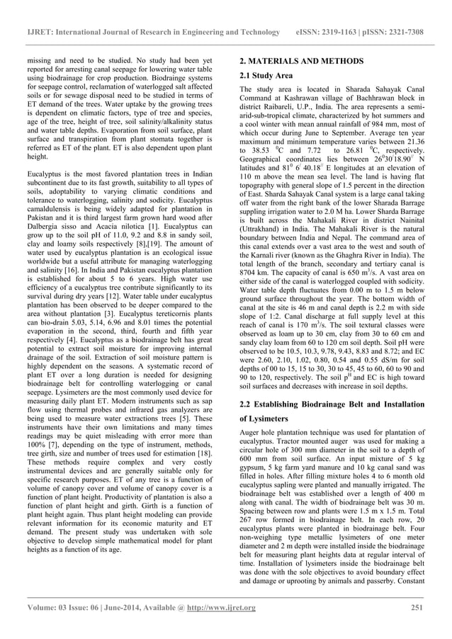 Plant height model for eucalyptus plantations for biodrainage use | PDF | Gardening | Home & Garden