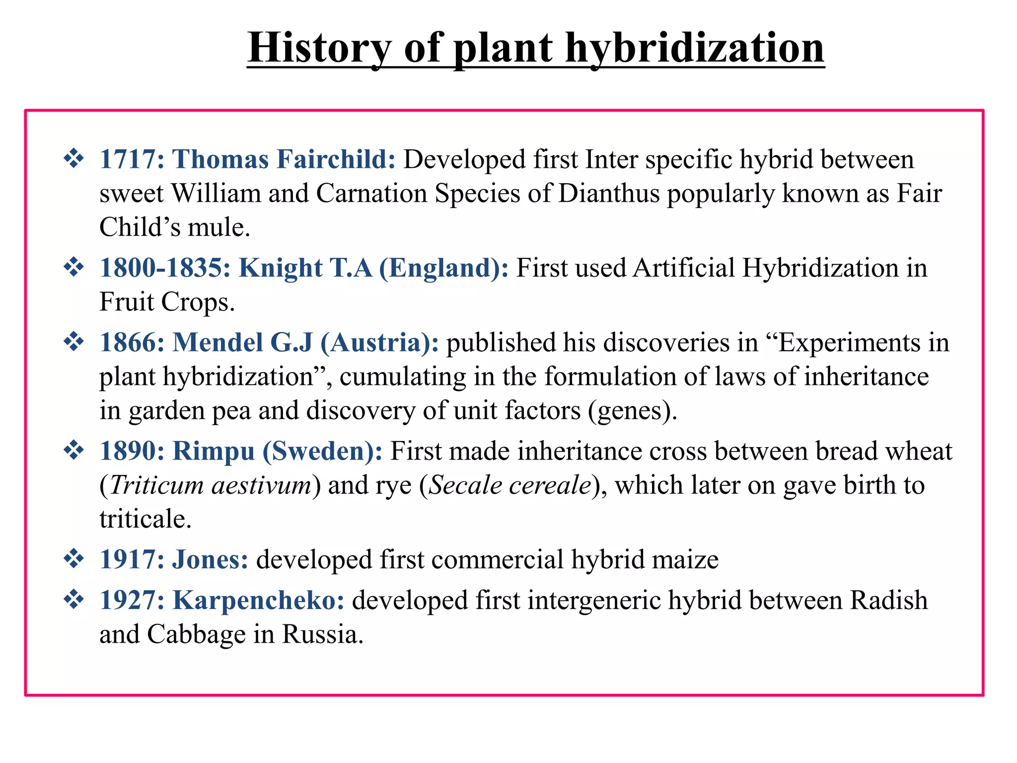 Plant hybridization aims, objectives and types of hybridization | PPT