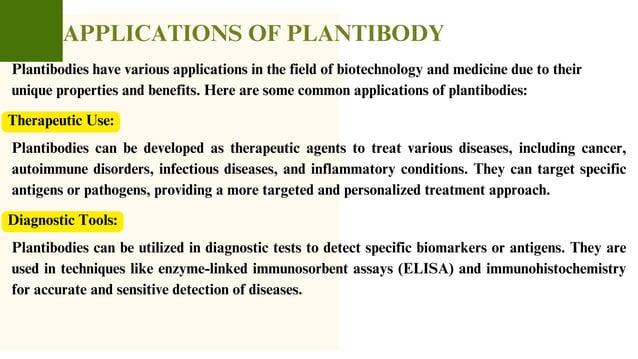 PLANTIBODIES , PLANTIBODY PRODUCTION AND ITS APPLICATION | PDF ...