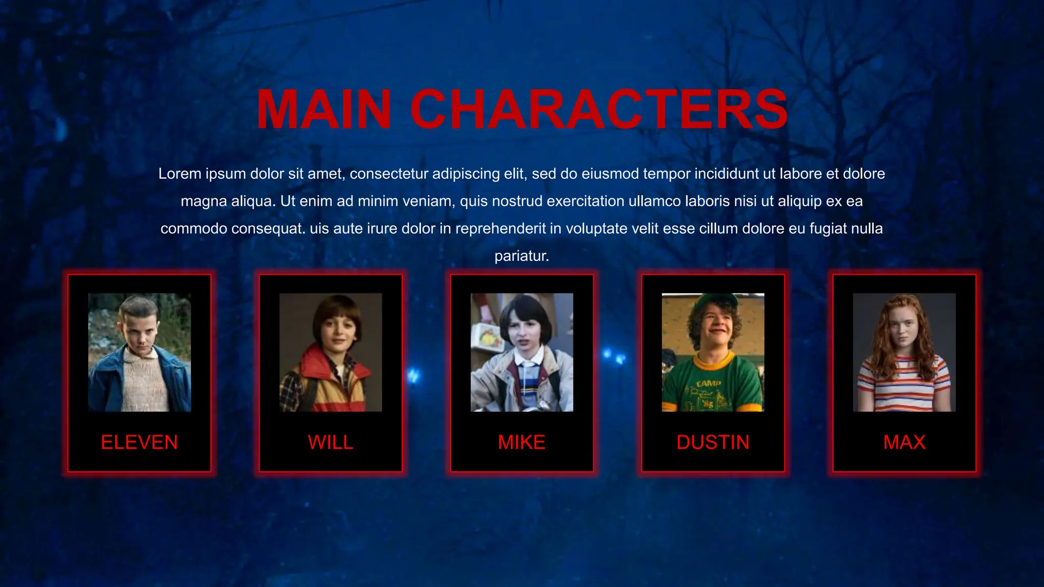 Plantilla about Stranger Things season 1.pptx