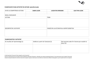 Plantilla activitat de lectura (1) | PPT