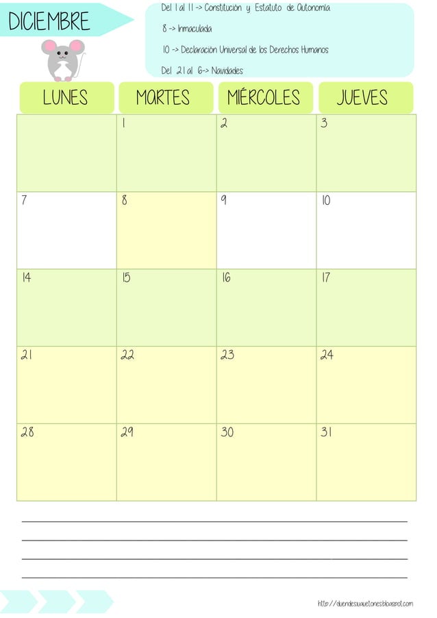 Plantilla mensual castellano | PDF