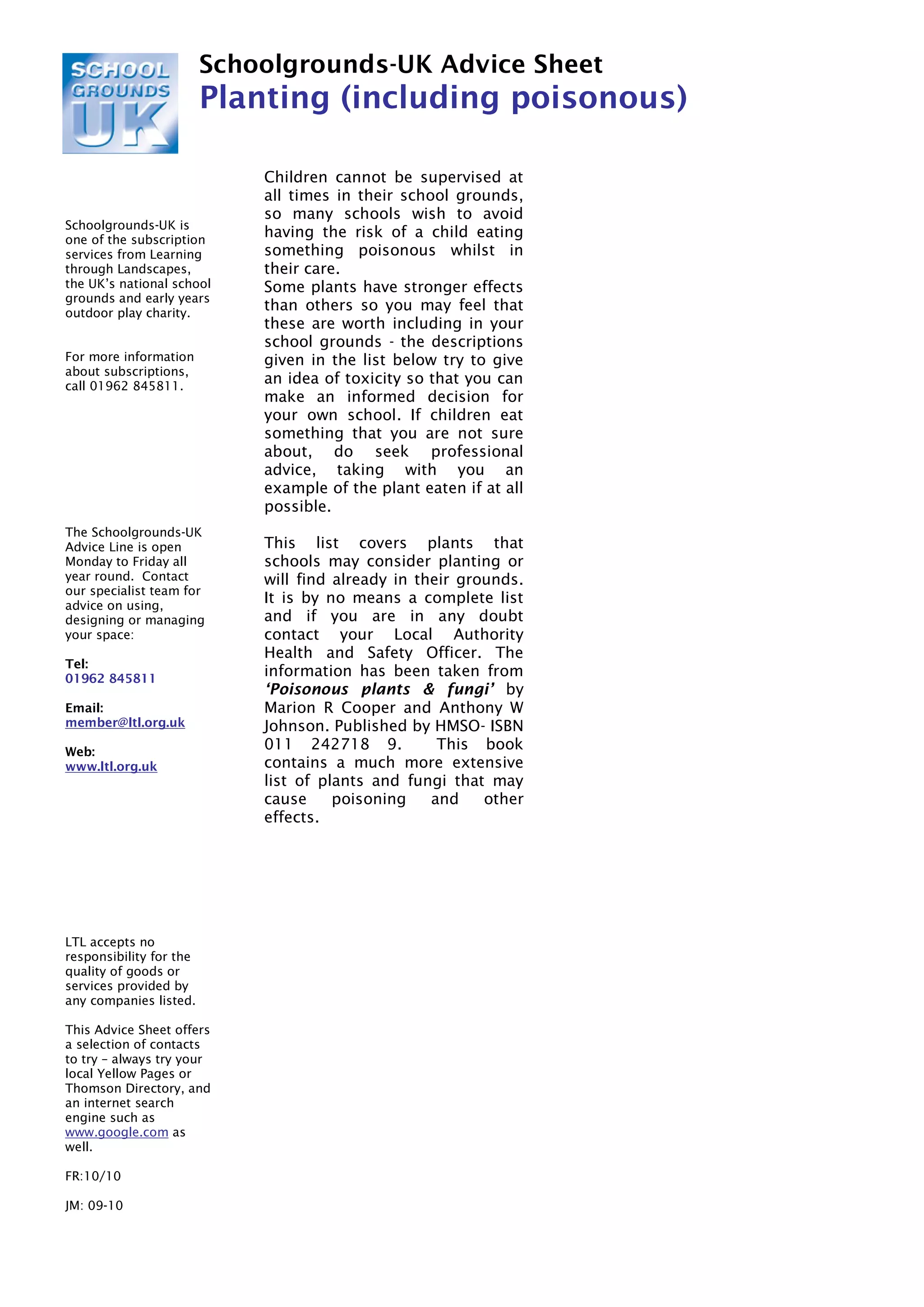 Planting: Choosing Plants for the School Grounds | PDF