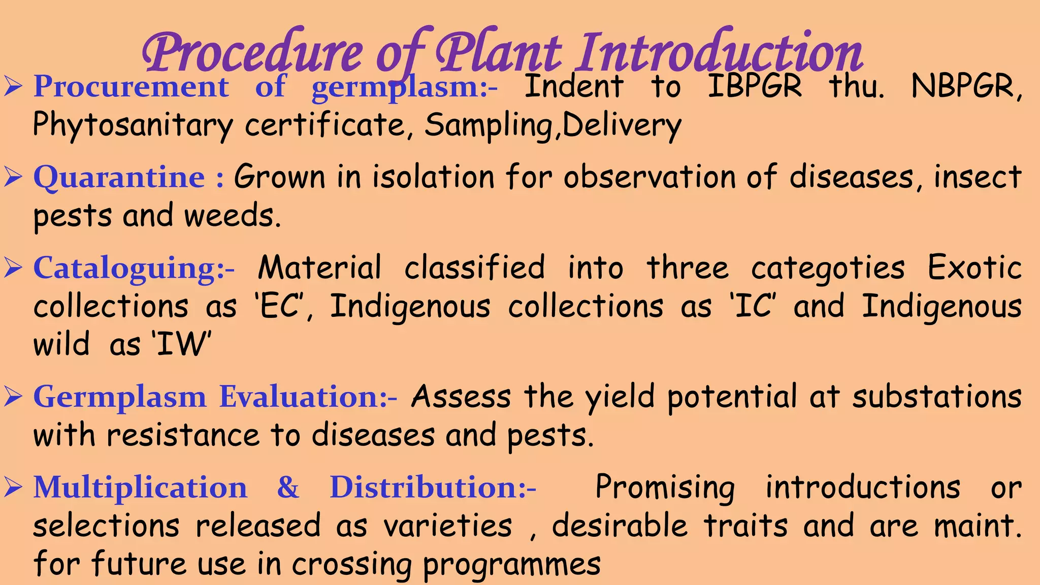 Plant introduction and acclimatization | PPTX