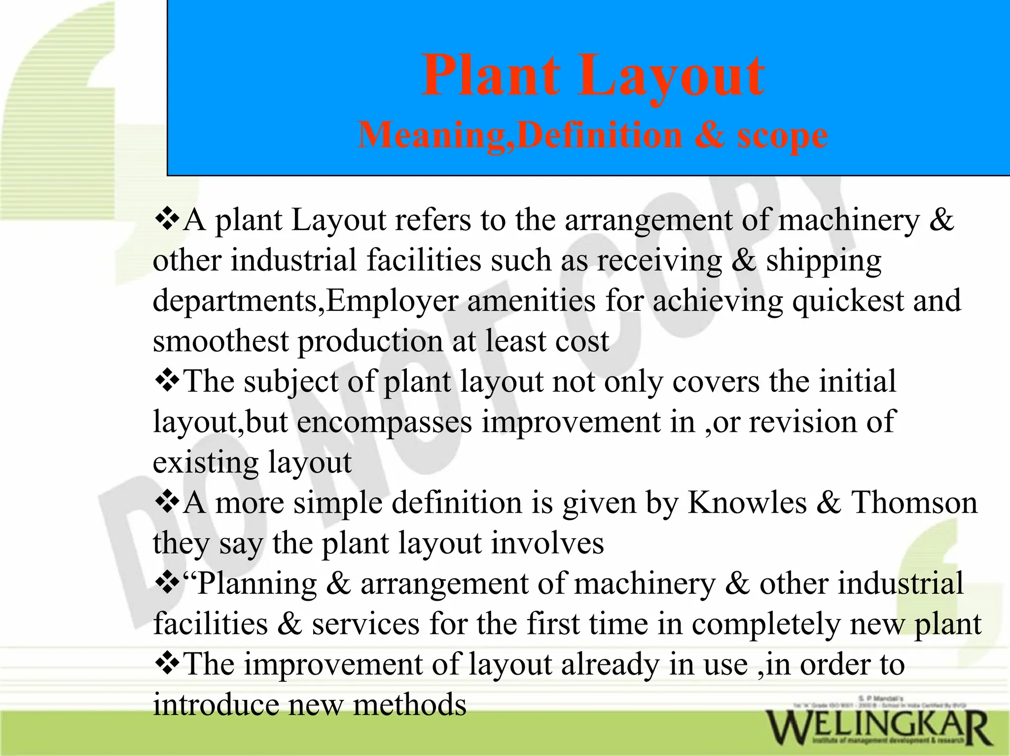 Plant layout in production and Material Management | PDF