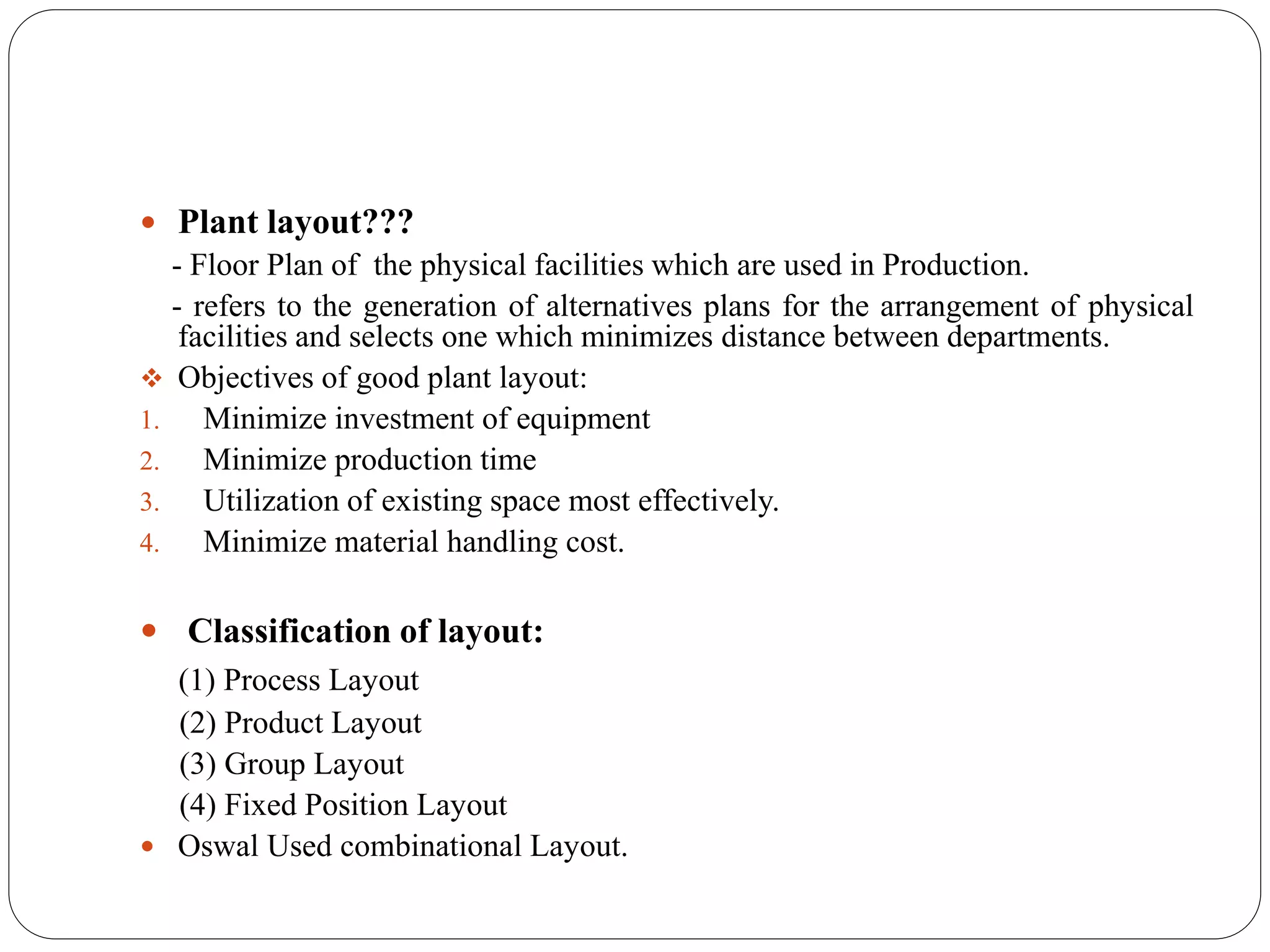 Plant layout optimization in crane manufacturing using CRAFT and SLP | PPTX