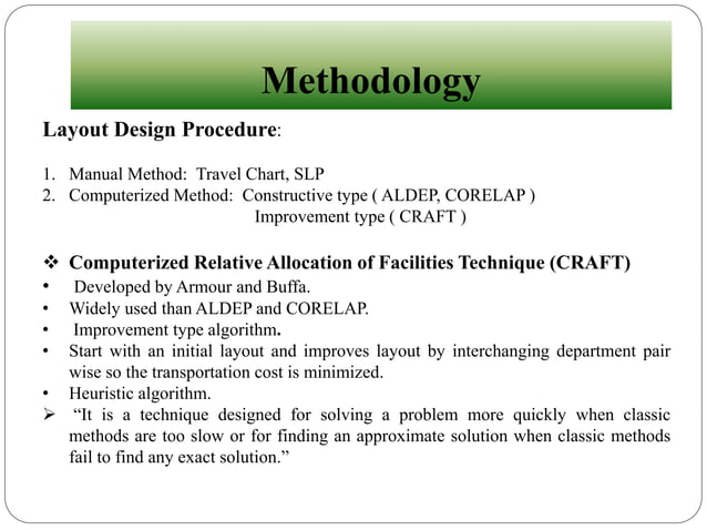 Plant layout optimization in crane manufacturing using CRAFT and SLP | PPTX