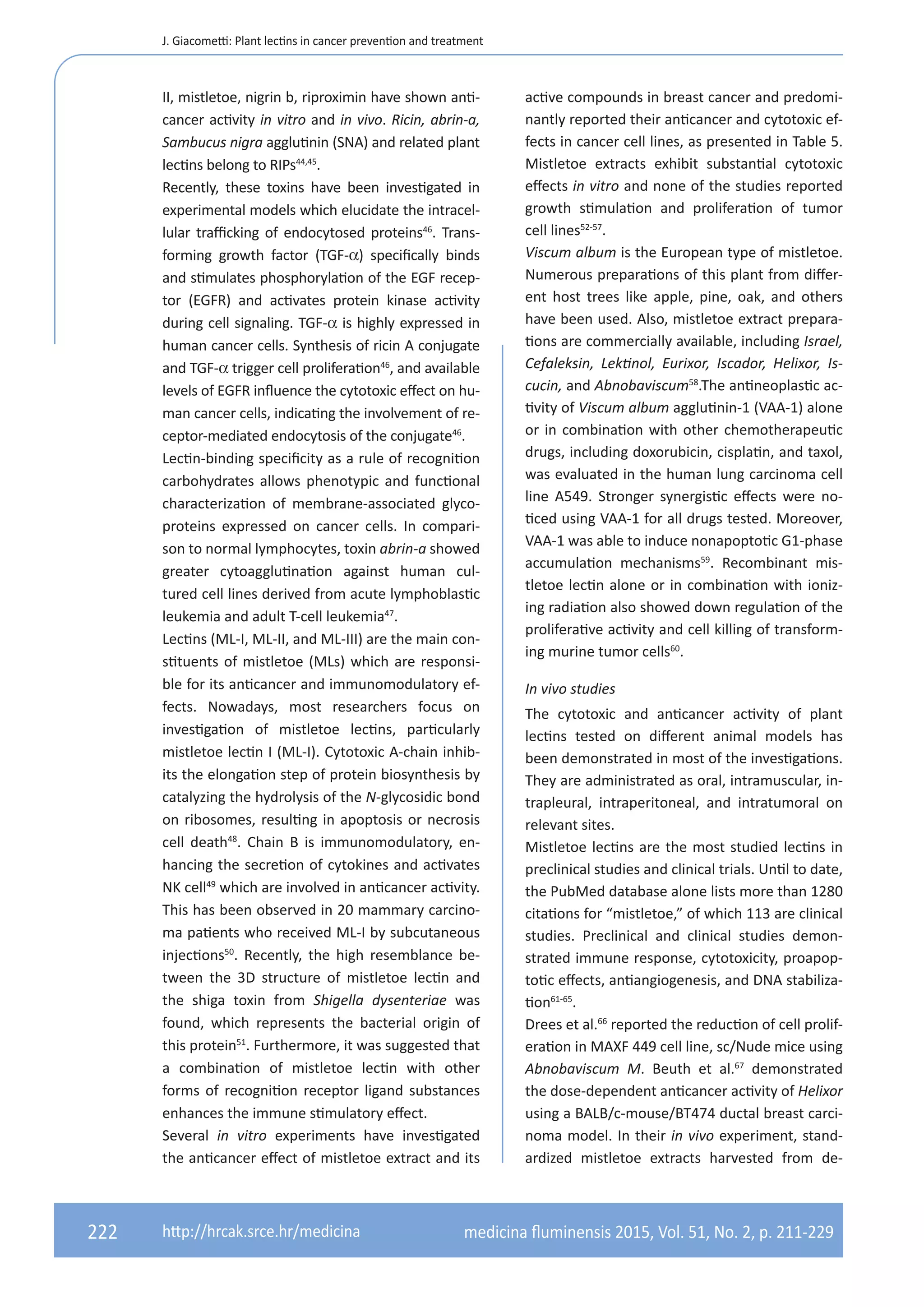 Plant lectins in cancer prevention and treatment | PDF