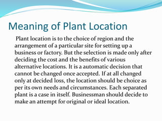 Plant location and Layout | PPTX