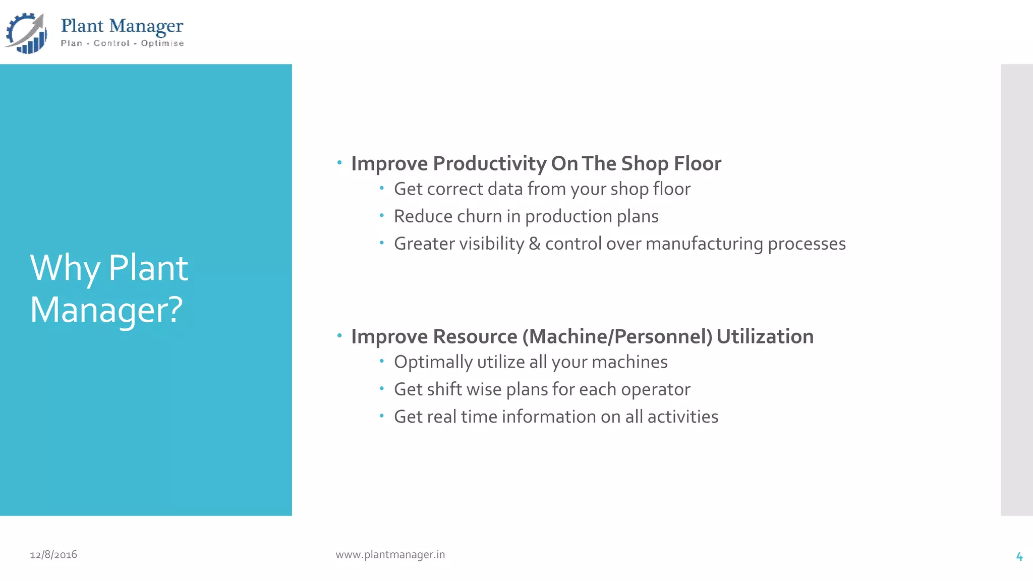 Plant manager - Production Planning & Control | PPTX