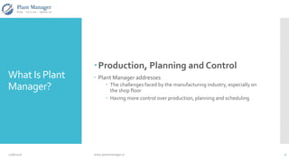 Plant manager - Production Planning & Control | PPTX