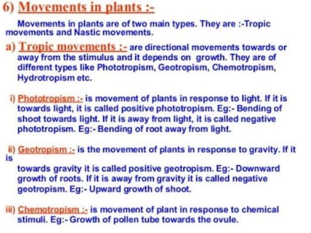 Plant movement - tropic (phototropic and geotropic) and nastic ...