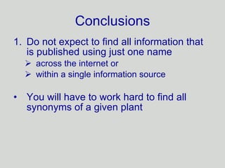 Plant names: Obstacles and Solutions to access information about plants ...