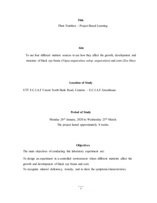 Plant nutrition final lab report | DOCX